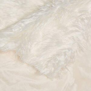 North End Decor Faux Fur Throw Blanket, Mongolian Long Hair White