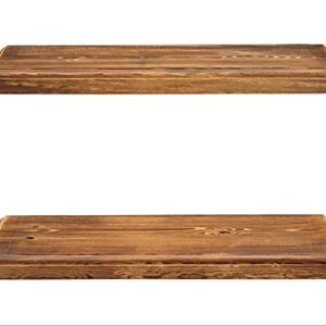 Mark One Home Goods Rustic Farmhouse 2 Tier Floating Shelf - Routed Edge (Burnt Walnut, 2 Tier - 24" Length, 6" Width)