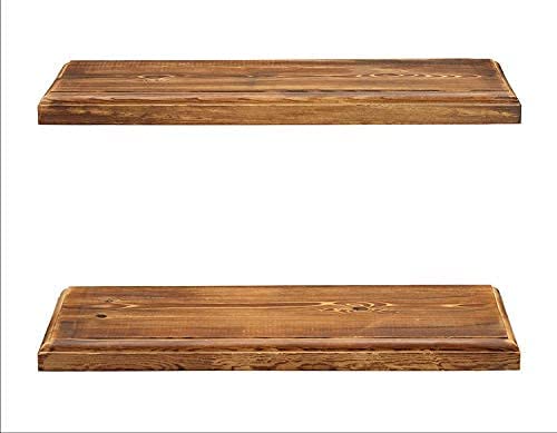 Mark One Home Goods Rustic Farmhouse 2 Tier Floating Shelf - Routed Edge (Burnt Walnut, 2 Tier - 24" Length, 6" Width)