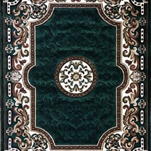 Kingdom Traditional Area Rug Hunter Dark Green Persian Design D123 (8 Feet X 10 Feet)