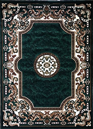 Kingdom Traditional Area Rug Hunter Dark Green Persian Design D123 (8 Feet X 10 Feet)