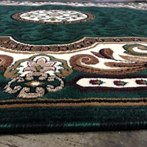 Kingdom Traditional Area Rug Hunter Dark Green Persian Design D123 (8 Feet X 10 Feet)