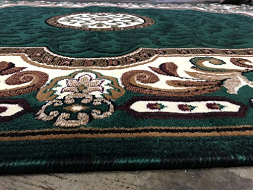 Kingdom Traditional Area Rug Hunter Dark Green Persian Design D123 (8 Feet X 10 Feet)