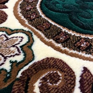 Kingdom Traditional Area Rug Hunter Dark Green Persian Design D123 (8 Feet X 10 Feet)