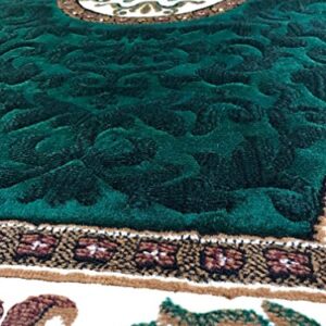 Kingdom Traditional Area Rug Hunter Dark Green Persian Design D123 (8 Feet X 10 Feet)