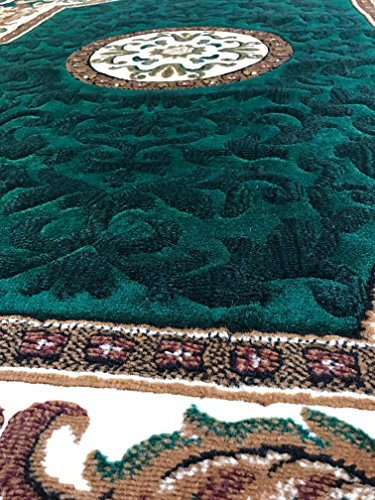 Kingdom Traditional Area Rug Hunter Dark Green Persian Design D123 (8 Feet X 10 Feet)