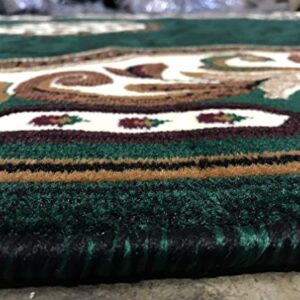 Kingdom Traditional Area Rug Hunter Dark Green Persian Design D123 (8 Feet X 10 Feet)