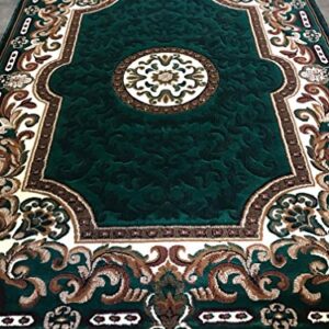 Kingdom Traditional Area Rug Hunter Dark Green Persian Design D123 (8 Feet X 10 Feet)