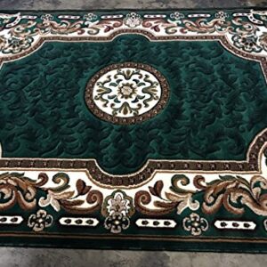 Kingdom Traditional Area Rug Hunter Dark Green Persian Design D123 (8 Feet X 10 Feet)