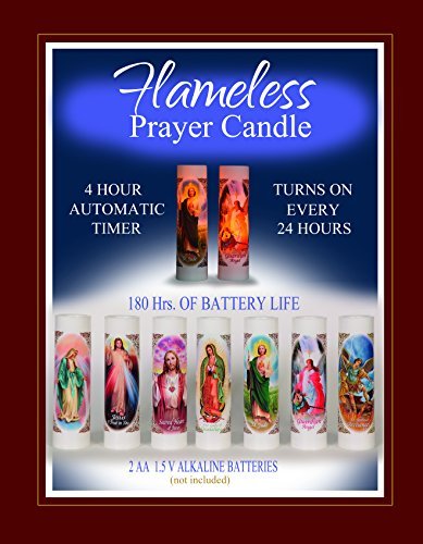 Senor de Los Milagros| LED Flame Less Prayer Candle with Automatic Timer | Spanish | 7-Day Novena Candlelight Vigils | Catholic Religious Gifts