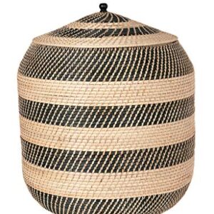 KOUBOO Extra-Large Rattan Belly, Natural-Black Storage Basket