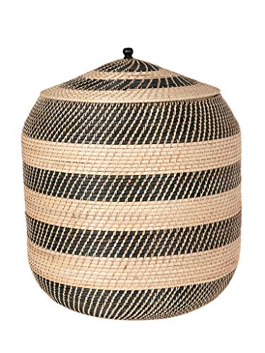 KOUBOO Extra-Large Rattan Belly, Natural-Black Storage Basket