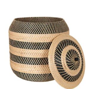 KOUBOO Extra-Large Rattan Belly, Natural-Black Storage Basket