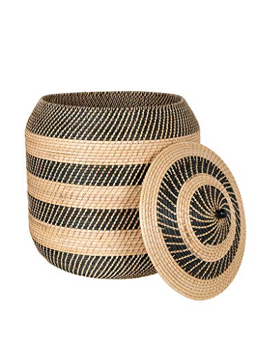 KOUBOO Extra-Large Rattan Belly, Natural-Black Storage Basket