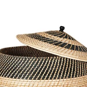 KOUBOO Extra-Large Rattan Belly, Natural-Black Storage Basket