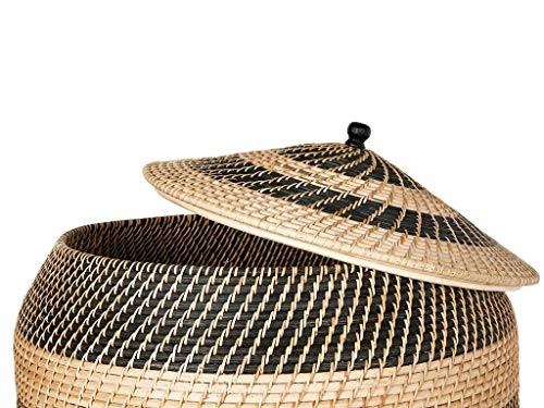 KOUBOO Extra-Large Rattan Belly, Natural-Black Storage Basket