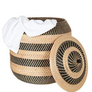 KOUBOO Extra-Large Rattan Belly, Natural-Black Storage Basket