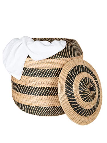 KOUBOO Extra-Large Rattan Belly, Natural-Black Storage Basket