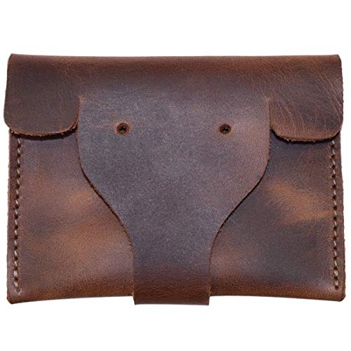 Hide & Drink, Leather Card Pouch Elephant/Coins & Folded Bills/Wallet/Cable Holder/USB/SD/Change, Handmade Includes 101 Year Warranty :: Bourbon Brown