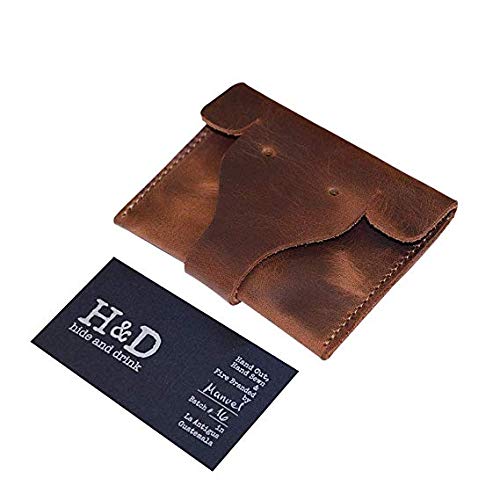 Hide & Drink, Leather Card Pouch Elephant/Coins & Folded Bills/Wallet/Cable Holder/USB/SD/Change, Handmade Includes 101 Year Warranty :: Bourbon Brown