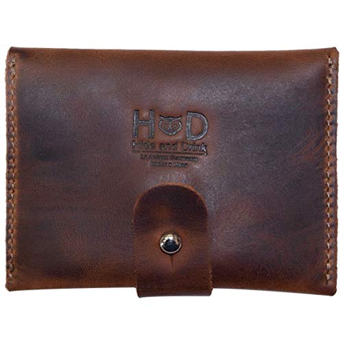 Hide & Drink, Leather Card Pouch Elephant/Coins & Folded Bills/Wallet/Cable Holder/USB/SD/Change, Handmade Includes 101 Year Warranty :: Bourbon Brown