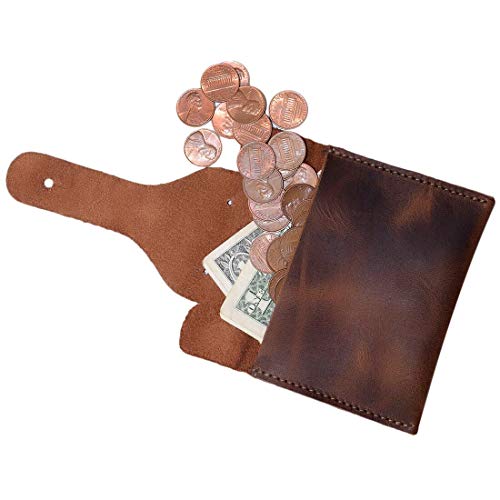 Hide & Drink, Leather Card Pouch Elephant/Coins & Folded Bills/Wallet/Cable Holder/USB/SD/Change, Handmade Includes 101 Year Warranty :: Bourbon Brown