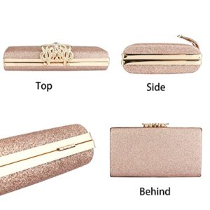 KALINNU Elegant Glitter Evening Bag Clutch Purses for Women Cocktail Party Wedding Bling Sequin Handbag Clutches Wallets (Rose gold color)