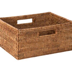 KOUBOO La Jolla Rattan Shelf Handles, Medium, Honey-Brown Storage Basket,