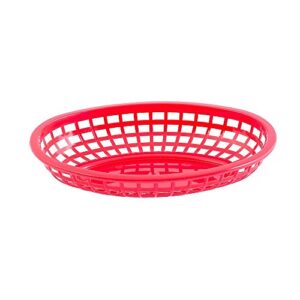 TableCraft 1074R Red 9-3/8" x 6" Oval Basket - Dozen