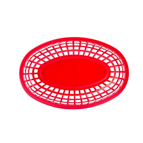 TableCraft 1074R Red 9-3/8" x 6" Oval Basket - Dozen