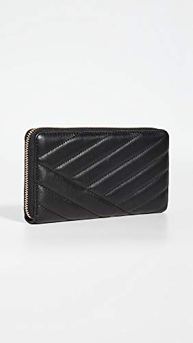 Tory Burch Women's Kira Chevron Zip Continental Wallet, Black, One Size