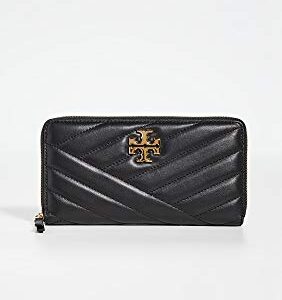 Tory Burch Women's Kira Chevron Zip Continental Wallet, Black, One Size