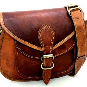 Firu-Handmade Women Leather Crossbody Bag for Women Satchel Ladies Purse Genuine Saddle Bag Leather Purses for Women Crossbody Bag Vintage Handmade Travel