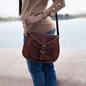 Firu-Handmade Women Leather Crossbody Bag for Women Satchel Ladies Purse Genuine Saddle Bag Leather Purses for Women Crossbody Bag Vintage Handmade Travel