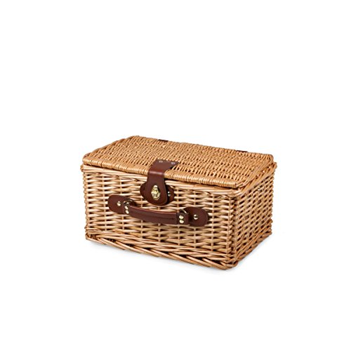 PICNIC TIME Catalina Picnic Basket for 2 - Wicker Picnic Basket with Picnic Set, (Red & White Plaid Pattern)