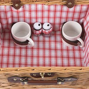 PICNIC TIME Catalina Picnic Basket for 2 - Wicker Picnic Basket with Picnic Set, (Red & White Plaid Pattern)