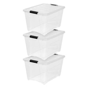 iris usa 588335, tb-56d, 53 quart storage tote, 3 pack, clear, 3 count