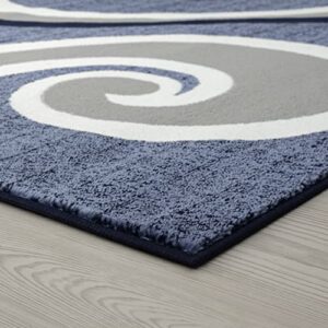 0327 Blue White Gray 5 x 7 Area Rug Abstract Carpet by Persian-Rugs