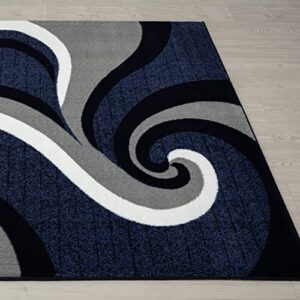 0327 Blue White Gray 5 x 7 Area Rug Abstract Carpet by Persian-Rugs