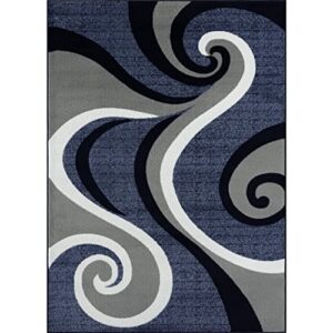 0327 Blue White Gray 5 x 7 Area Rug Abstract Carpet by Persian-Rugs