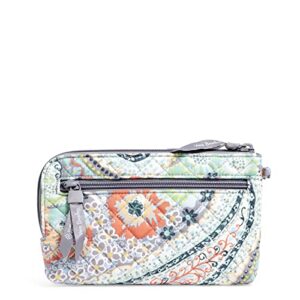 Vera Bradley Women's Cotton Wristlet With RFID Protection, Citrus Paisley - Recycled Cotton, One Size