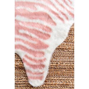 nuLOOM Cattle Faux Zebra Hide Area Rug, 5' x 6' 7", Pink