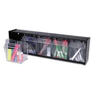 Deflecto 20504OP Tilt Bin Plastic Storage System w/5 Bins, 23 5/8 x 5 1/4 x 6 1/2, Black