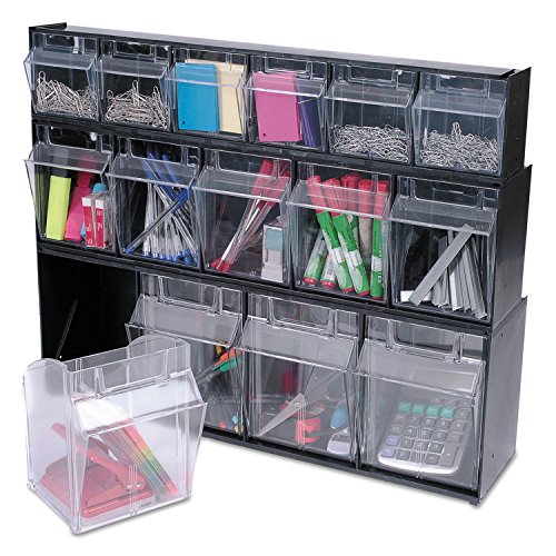 Deflecto 20504OP Tilt Bin Plastic Storage System w/5 Bins, 23 5/8 x 5 1/4 x 6 1/2, Black