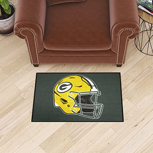 FANMATS 5757 Green Bay Packers Starter Mat Accent Rug - 19in. x 30in. | Sports Fan Home Decor Rug and Tailgating Mat - Packers Helmet Logo