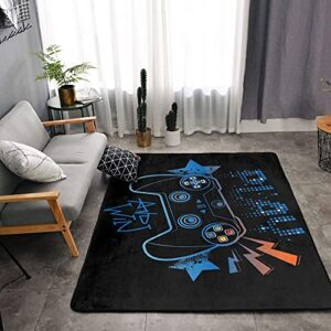 Electronic game console carpet, computer chair players playing games, home decoration, blue and black sponge thick carpet, bedroom and living room children's play mat, bathroom mat