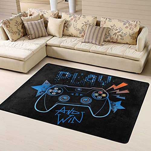 Electronic game console carpet, computer chair players playing games, home decoration, blue and black sponge thick carpet, bedroom and living room children's play mat, bathroom mat