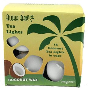 aloha bay palm wax tea lights with aluminum holder candles, 7 ounce