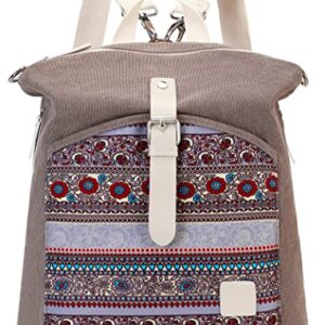 Womens Backpack Purse Canvas Purse 3-Way Crossbody Bag Boho Shoulder Tote Bags Girls (Grey - bohemian)