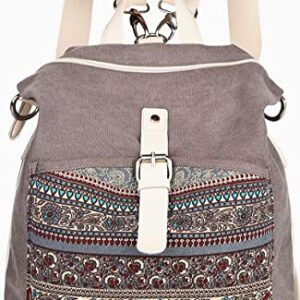 Womens Backpack Purse Canvas Purse 3-Way Crossbody Bag Boho Shoulder Tote Bags Girls (Grey - bohemian)